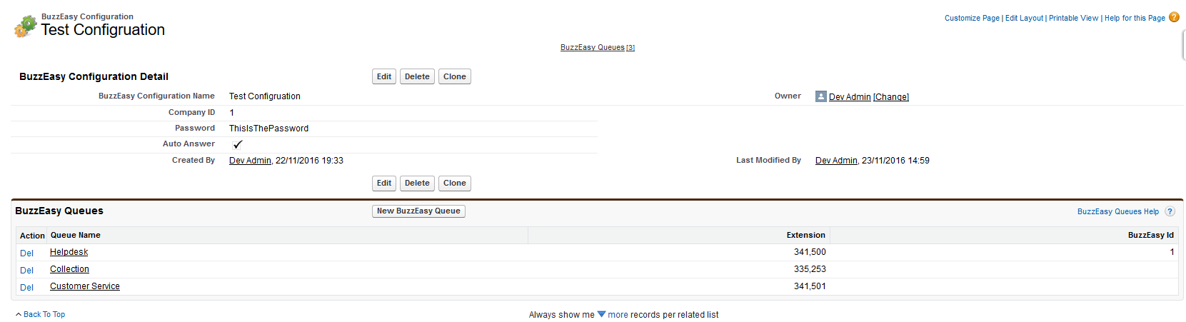 Buzzeasy Configuration - Desktop Connect for Salesforce | Geomant Documentation
